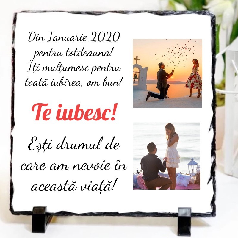Piatră Ardezie personalizată - 2 Poze si text